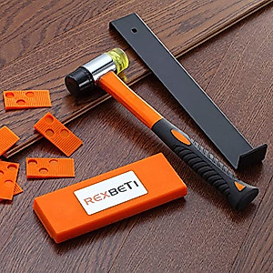 REXBETI 43-Piece Laminate Wood Flooring Installation Kit with 40 Spacers, Tapping Block, Heavy Duty Pull Bar and Diameter 1 3/8" High-Strength Fiberglass Handle Mallet, Non Slip Soft Grip