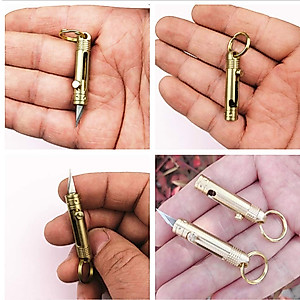 SZHOWORLD Brass Mini Retractable Utility Knife/Mini Box Cutter Small EDC Pocket Portable Knife, Ultra Compact and Lightweight