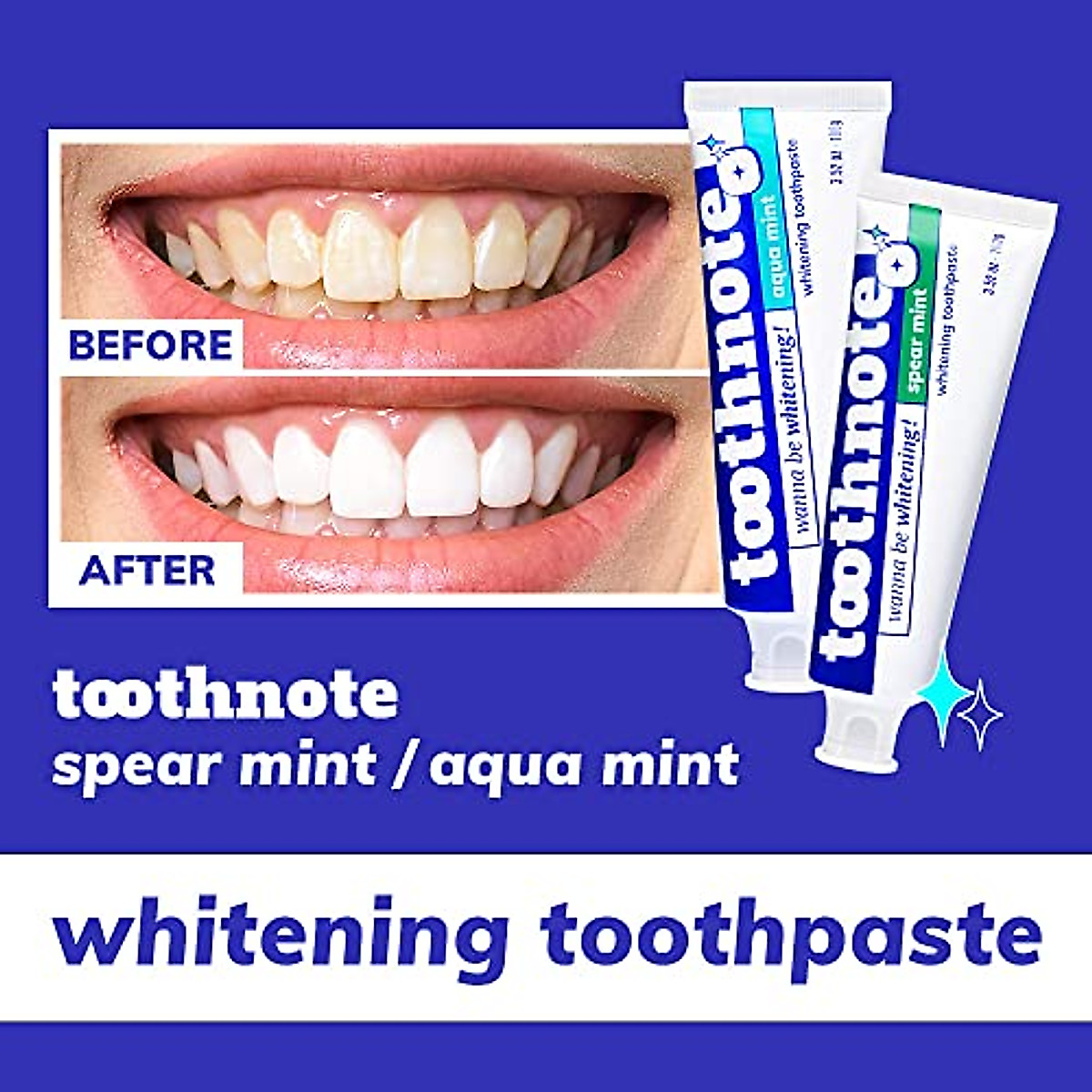 2PC Natural Whitening Toothpaste for Sensitive Teeth (3.52 fl oz) - Removes Coffee Stains, 99% Organic Ingredients, No Artificial Color, No SLS, No Gluten (New Aqua Mint)