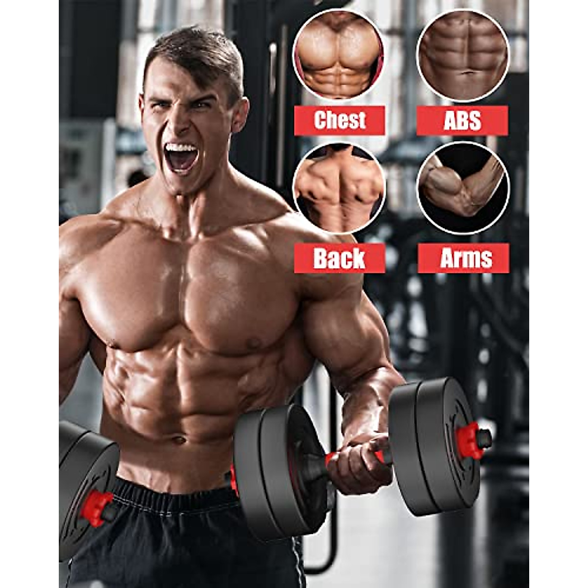 AJUMKER Dumbbells Barbell Set 22LBS 44LBS with Connecting Rod,Dumbbells Barbell Set,Adjustable Dumbbells Set,Adjustable Lifting Training Set for Men Women,Body Workout Home Gym Home Heavy Dumbbells (Type B-Amazon Fulfillment 20LBS)