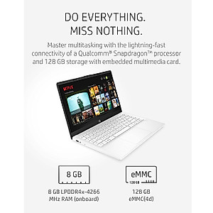 HP 14 Laptop, Qualcomm Snapdragon 7c Processor, 8 GB RAM, 128 GB eMMC, 14-inch Full HD Touchscreen, Windows 11 Home, Thin & Portable, Long Battery Life, Wi-Fi 5 & Bluetooth 5 Combo (14-ed0010nr, 2021)