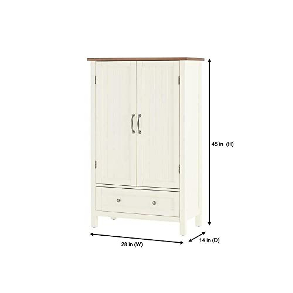 MAXCBD Nightstand Bedside Table Drawer Cabinet Bainport Ivory Wood Kitchen Pantry 28 in. W X 45 in. H Craft Supplies and Other Everyday Essentials Storage Tower Dresser