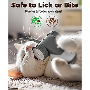 CYROS 3-in-1 Interactive Cat Toy - 2-Speed Automatic Moving Mouse Cat Toys Self Play with 2pcs Hanging Feather String Ribbon and Wiggly Silicone Mice Tail for Bored Indoor Adult Cats Kittens