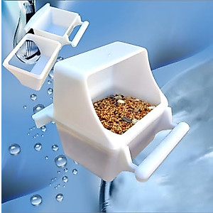 BRYHZKCM Small Bird Slot Feeder No Mess Cage Hanging Feeder Cup Plastic Food & Water Dispenser Bowl，(2 Pieces)