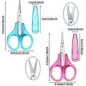 Detail Craft Scissors Set Stainless Steel Scissors Straight Tip Scissors Curved Tip Scissors with Protective Cover for Facial Hair Trimming, Sewing, Crafting, DIY Projects (6 Pieces)