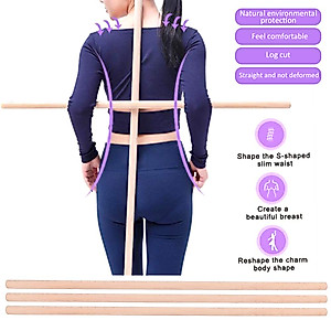 Dilwe Wood Yoga Stick, 3Pcs Open Shoulder Stick Yoga Fitness Yoga Assist Yoga Accessory, 70cmYoga Supplies