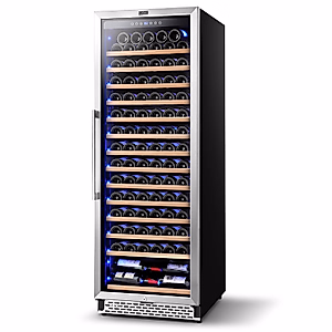 COLZER 24 Inch Wine Cooler Refrigerators,154 Bottle Fast Cooling Low Noise No Fog Wine Fridge with Professional Compressor Stainless Steel,Digital Temperature Control Built-in Freestanding