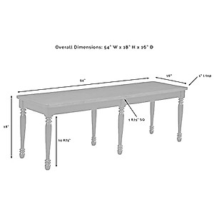 Crosley Furniture Shelby Dining Bench, Distressed White