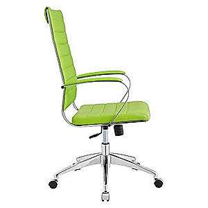 Modway Jive Ribbed High Back Tall Executive Swivel Office Chair With Arms In Bright Green