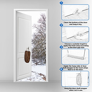 NABOWAN 30" Weighted Under Door Draft Stopper -Triangular Door Draft Blocker with Hook Loops for Easy Install, Save Energy, Home Room Essentials