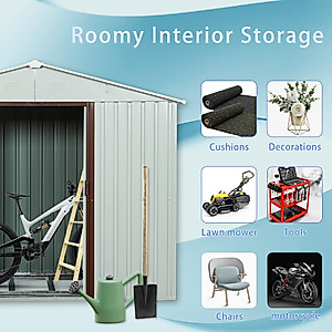 8ft x 4ft Outdoor Storage Shed Weather Resistant Sliding Doors Padlock Punched Vents Shed for Home Garden Backyard White
