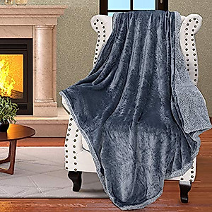 Catalonia Charcoal Grey Sherpa Throws Blanket, Super Soft Fuzzy Comfy Micro Plush Fleece Blanket All Season for Sofa Couch Bed Reversible Match Color, Tone to Tone, 50x60 inch