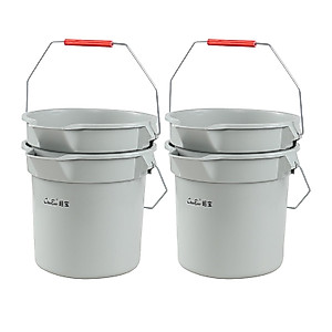 Uumitty 4 Packs 14 Quart Commercial Cleaning Pail, Round Utility Bucket with Handle, Plastic Water Container Cleaning Bucket