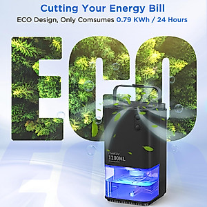 Dehumidifier for Bedroom, Heelay 40 OZ Water Tank with Handle/Auto Shut Off/7 Colors LED 2024 Newly Portable Small Dehumidifiers for Bathroom Room Quiet Closets RV (320 sq. ft) Camper Black