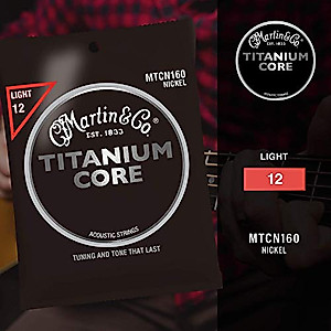 Martin Guitar Titanium Core Strings, Light-Tension Nickel Acoustic Guitar Strings