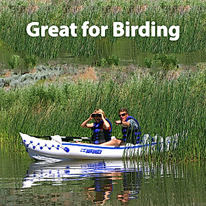 Sea Eagle SE330 Two Person Inflatable Sport Kayak Boat with Two Seats, Two Paddles and Pump