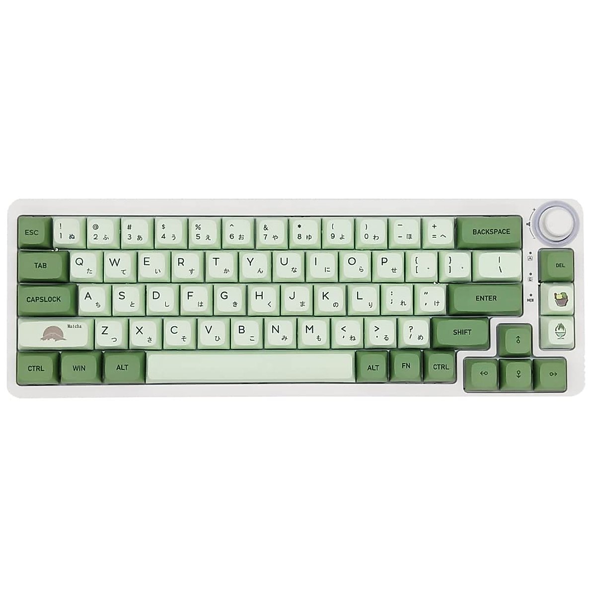 PBT 124 Keys XDA Profile Dye-Sub Matcha Keycaps，ANSI Layout Keycap Suitable for 61/64/87/104/108 Mechanical Gaming Keyboard(Keycaps only)