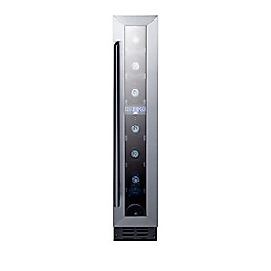 Summit Appliance SWC007 Commercial 6" Wide ADA Compliant Built-in Undercounter Wine Cellar with 7 Bbottle Capacity, Glass Door, Black Cabinet, Auto Defrost, Digital Thermostat and LED Lighting