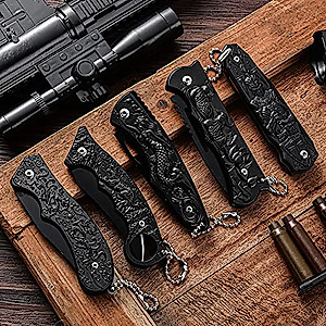 NC Folding Knife Black Stainless Steel Blade Black Handle, Tactical, EDC,Camping,Outdoor,Daily application，Pocket Knife