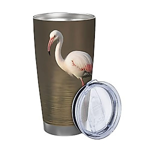3d Flamingo 20oz Tumbler, Car Cup With Lid And Straw, Spill-Proof, Stainless Steel Double Wall Vacuum Insulated Reusable Coffee Travel Mug, For Cold Drinks, Hot Beverage