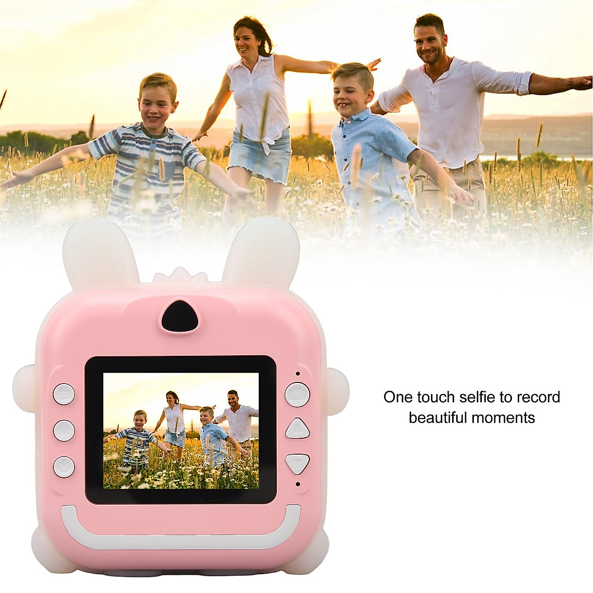 Kids Camera, Cartoon Smart KidsCamera, Portable Cute Print Kids Digital Selfie Camera Toys, Thermal Print Digital Mini Camera for 3 4 5 6 7 8 9 Year Old Girls and (Pink