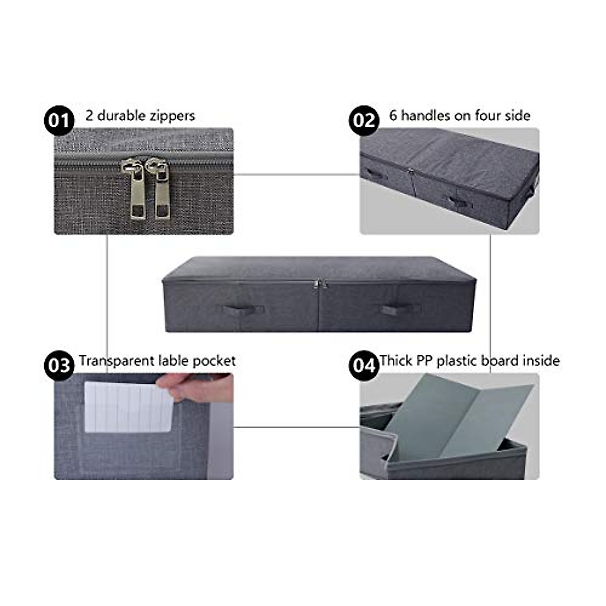 iwill CREATE PRO Large Under the Bed Storage Container for Duvets, Blankets Bedding Accessories, Black Gray