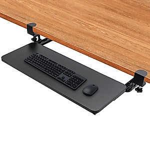 Homaisson Keyboard Tray Under Desk, (XL) Pull Out Keyboard & Mouse Tray with C Clamp, 25''(30.5''Including Clamps) x 10'' Slide-Out Computer Platform Drawer, for Home, Office Typing
