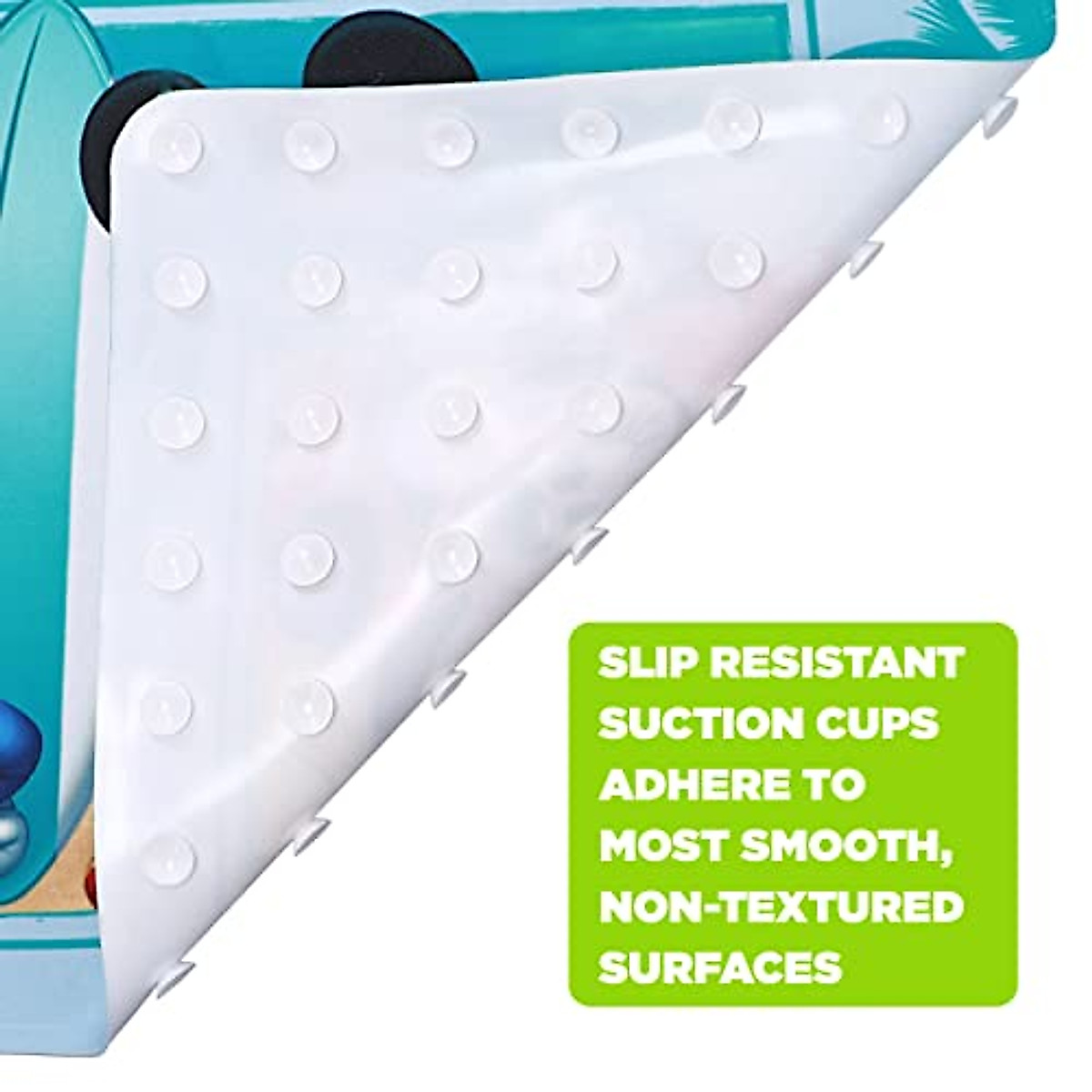 Ginsey Disney Mickey Mouse Summer Fun Decorative Bathtub Mat for Kids' Bathroom Decoration, Blue, Standard Tub Size