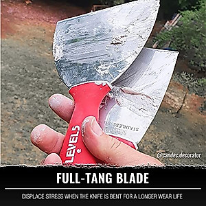 6" Soft-Grip Stainless Steel Drywall Joint Knife - LEVEL5 | Pro-Grade | Comfortable Finishing Hand Tool | Metal Hammer End | Sheetrock Gyprock Plasterboard Mud | 5-142