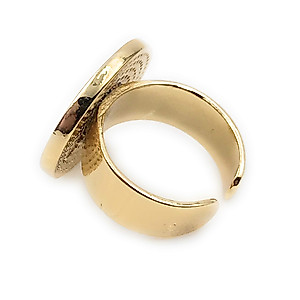 LESLIE BOULES Evil Eye Enamel Ring Adjustable Size Protection Jewelry