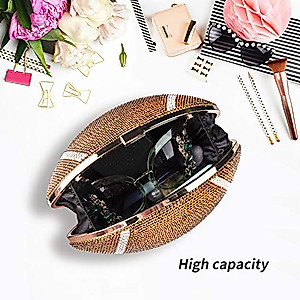 GripIt Bling Rhinestone Football Shaped Rugby Quirky Bag Purse Novlety Chain Purse Shoulder Handbag with Crystal for Women Girls