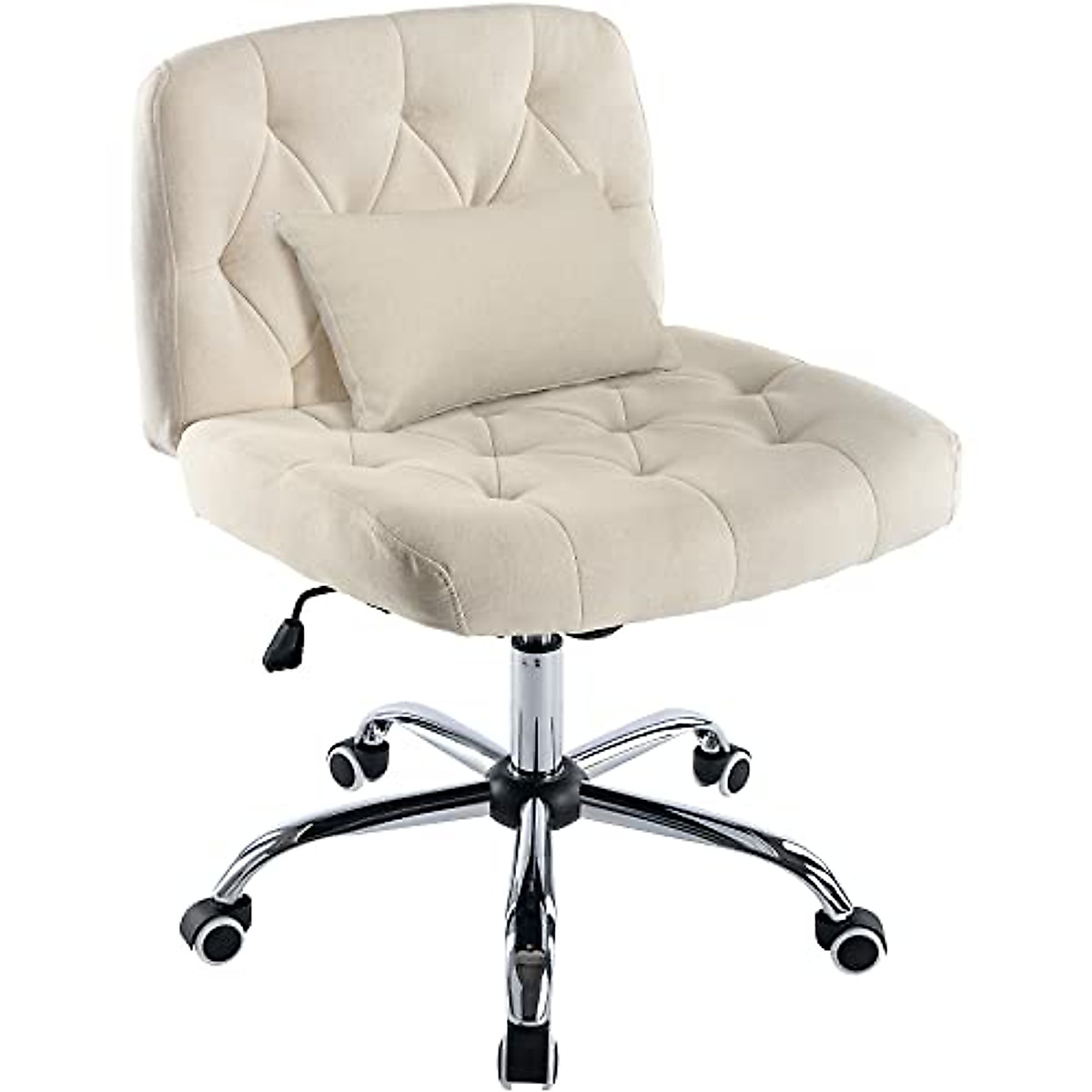 iMenting Wide Seat Armless Rolling Desk Chair Modern Tufted Adjustable ...