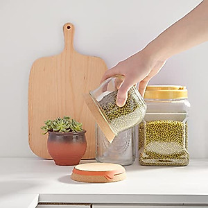 4 Pack Large Corks Lids 3.8-4.5 Inch Wood Jar Cork Lids Canning Lids Cork Bottle Lids Cork Lids Only for Kitchen Wedding Favor DIY Gift Baby Shower Canning Jars