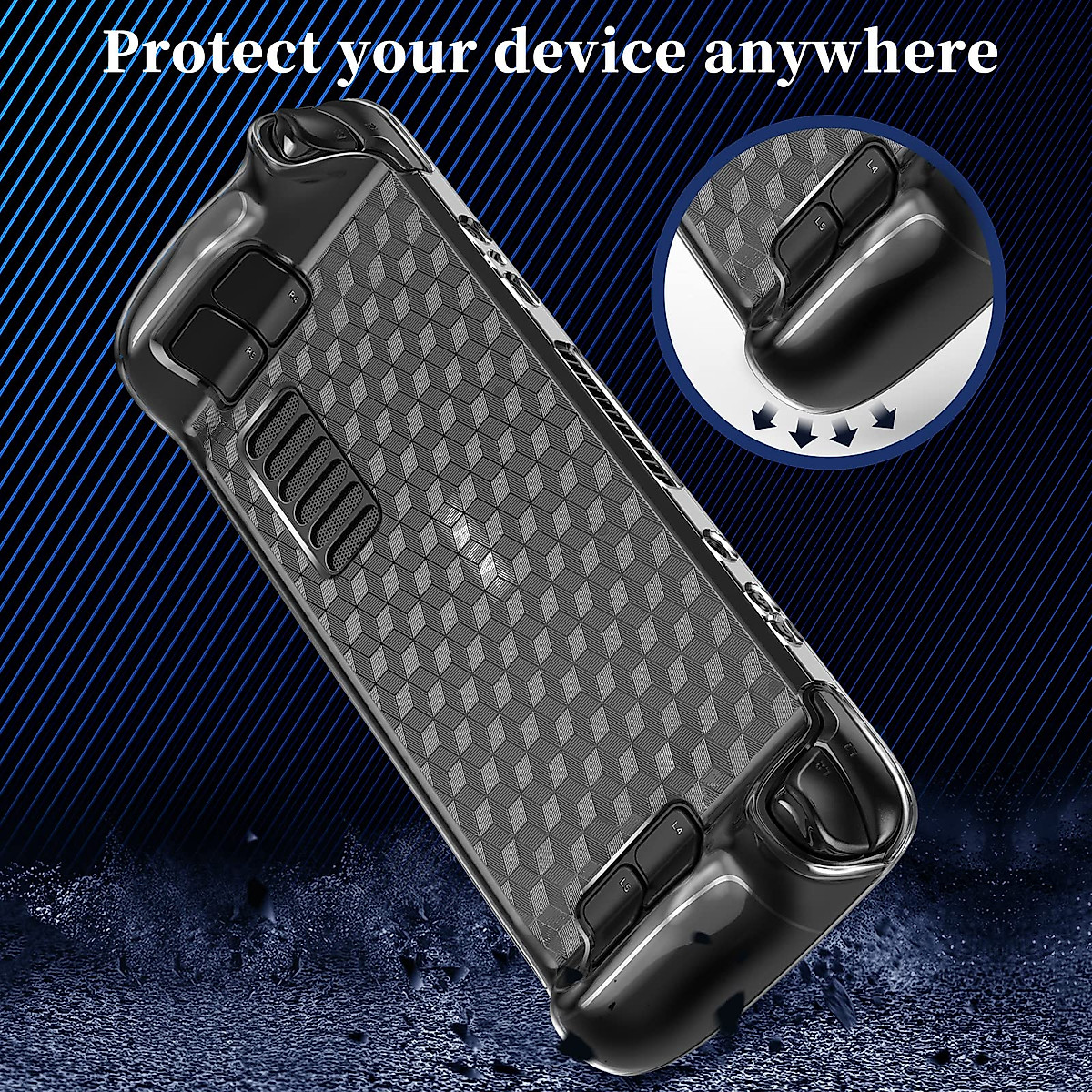 Protective Case for Steam Deck, Mooroer Steam Deck Clear Case, TPU Soft Steam Deck Cover Case with Full Protection, Steam Deck Accessories Stylish