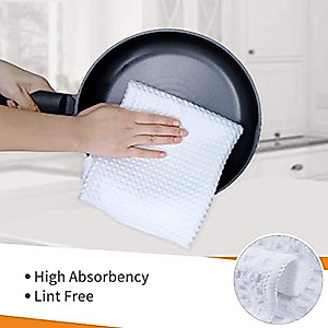 ProHomTex Microfiber Kitchen Dish Hand Towels, Waffle Weave Set of 6 (16” x 28”) Highly Absorbent (White)