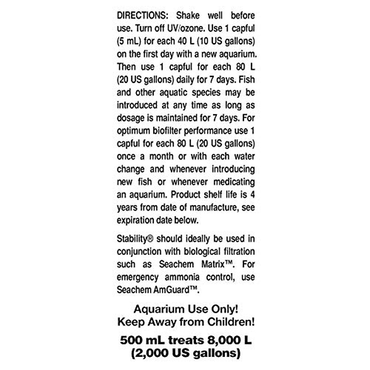 Seachem Stability Fish Tank Stabilizer - For Freshwater and Marine Aquariums, 16.9 Fl Oz (Pack of 1)