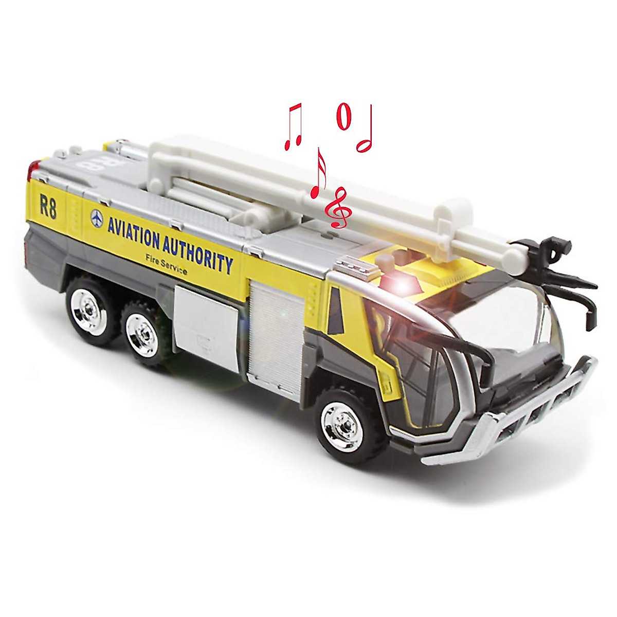 Ailejia Airport Fire Trucks Toy for Boys Fire Engine Toys Fire Engine Pullback Friction Toy Airport Rescue Diecast Vehicle Model (Yellow)