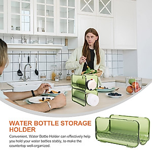 Beavorty Water Bottle Organizer 2pcs Refrigerator Wine Rack Stackable Champagne Dispenser Tray Holder for Fridge Cabinet Pantry Kitchen Countertops Green