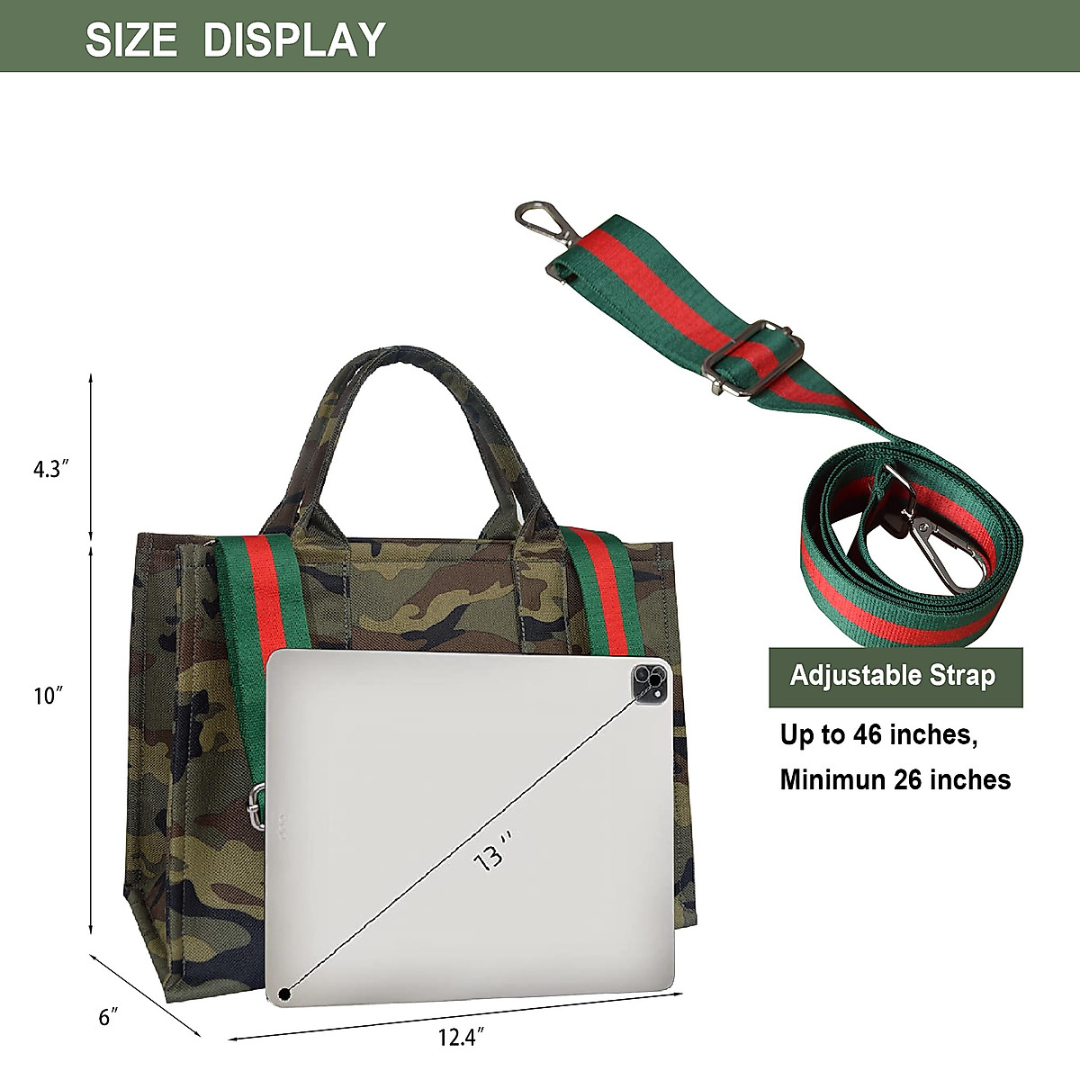 Dyalsa Tote Bags for Women, Canvas Handbag Tote Purse Crossbody Bags with Zip Casual Shoulder Bags for Work and Travel AL-002Camo