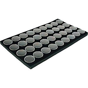 FindingKing 36 Black Foam Gem Jars Gemstone Storage Display Tray Insert