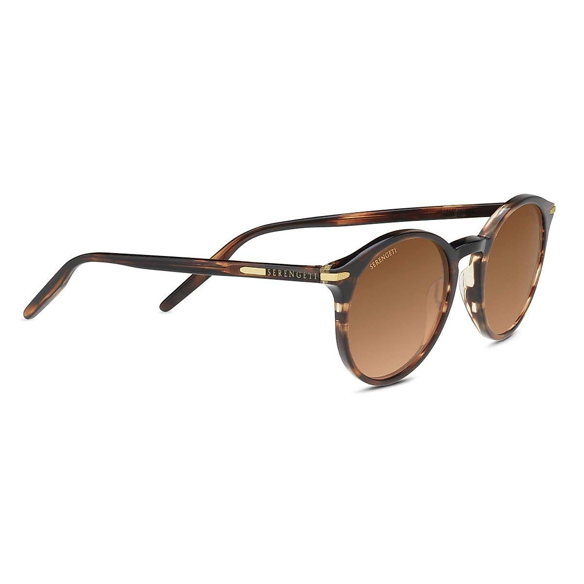 Serengeti - Leonora, Shiny Striped Brown, Mineral Polarized Drivers Gradient Cat 2 to 3, Medium, Sunglasses, Feminine, Adult