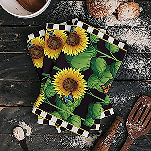 Big buy store Kitchen Towels Sunflower Butterfly Dish Towels and Dishcloths Sets Decorative Tea Towel Buffalo Check Absorbent Hand Towels for Kitchen Drying Bathroom Decor Gift 18x28 Inch