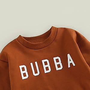 YOKJZJD Infant Toddler Baby Boy Fall Winter Outfits Letter Pullover Sweatshirt Long Sleeve T-Shirt Tops Pants Sweatsuit Clothes Set (Brown, 2-3T)