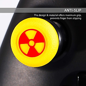 Playrealm FPS Thumbstick Extender & 3D Texture Rubber Silicone Grip Cover 2 Sets for Xbox Series X/S & Xbox One Controller(Radiation Yellow)