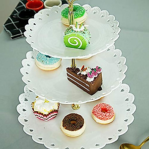 2 Set of 3-Tier Cupcake Stand Fruit Plate Cakes Desserts Fruits Snack Candy Buffet Display Tower (White)
