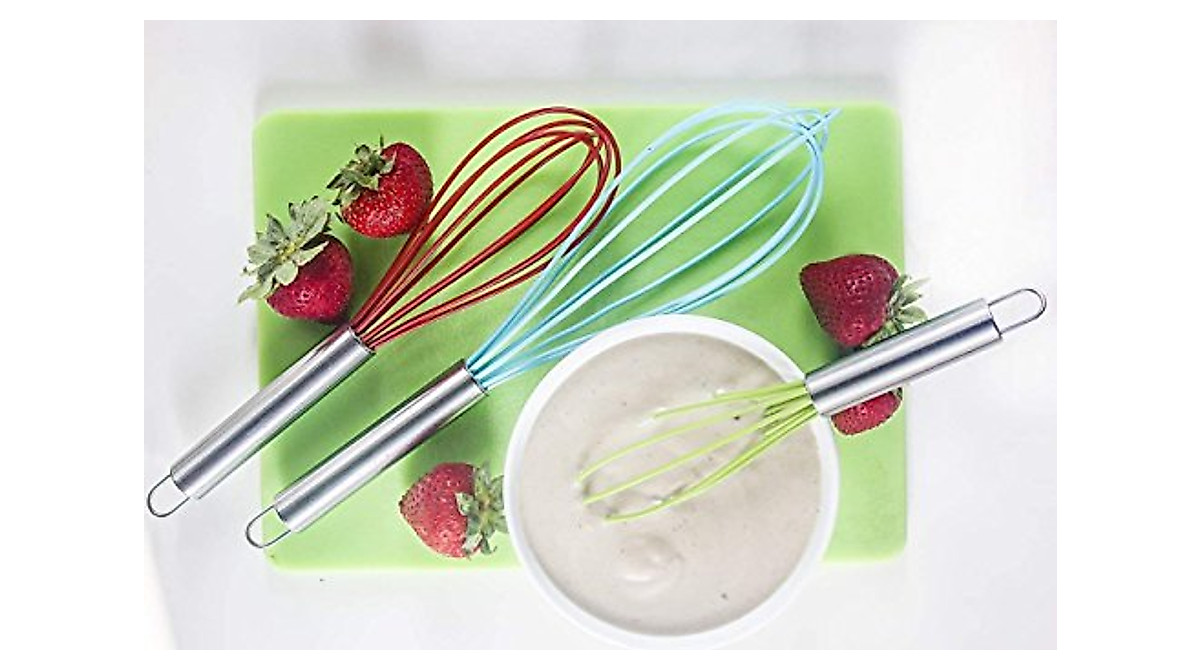 Silicone Whisk Set - 3 Non-Stick Whisks for Easy Cooking
