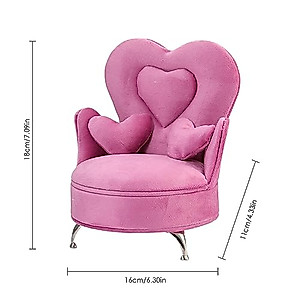 Mini Pink Travel Jewelry Box Sofa Single/Double People Heart Shape Armchair Openable Jewelry Organizer Box Necklace Earrings Ring Box for Girls Women (Pink Single Chair, 18cm*16cm*11cm)