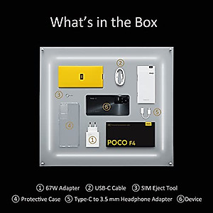 Poco F4 5G + 4G LTE 256GB + 8GB Global Version Unlocked 6.67" 120Hz 64Mp Triple Camera (Not Verizon Sprint Boost Cricket Metro At&T) + (w/Fast Car 51W Charger Bundle) (Night Black)