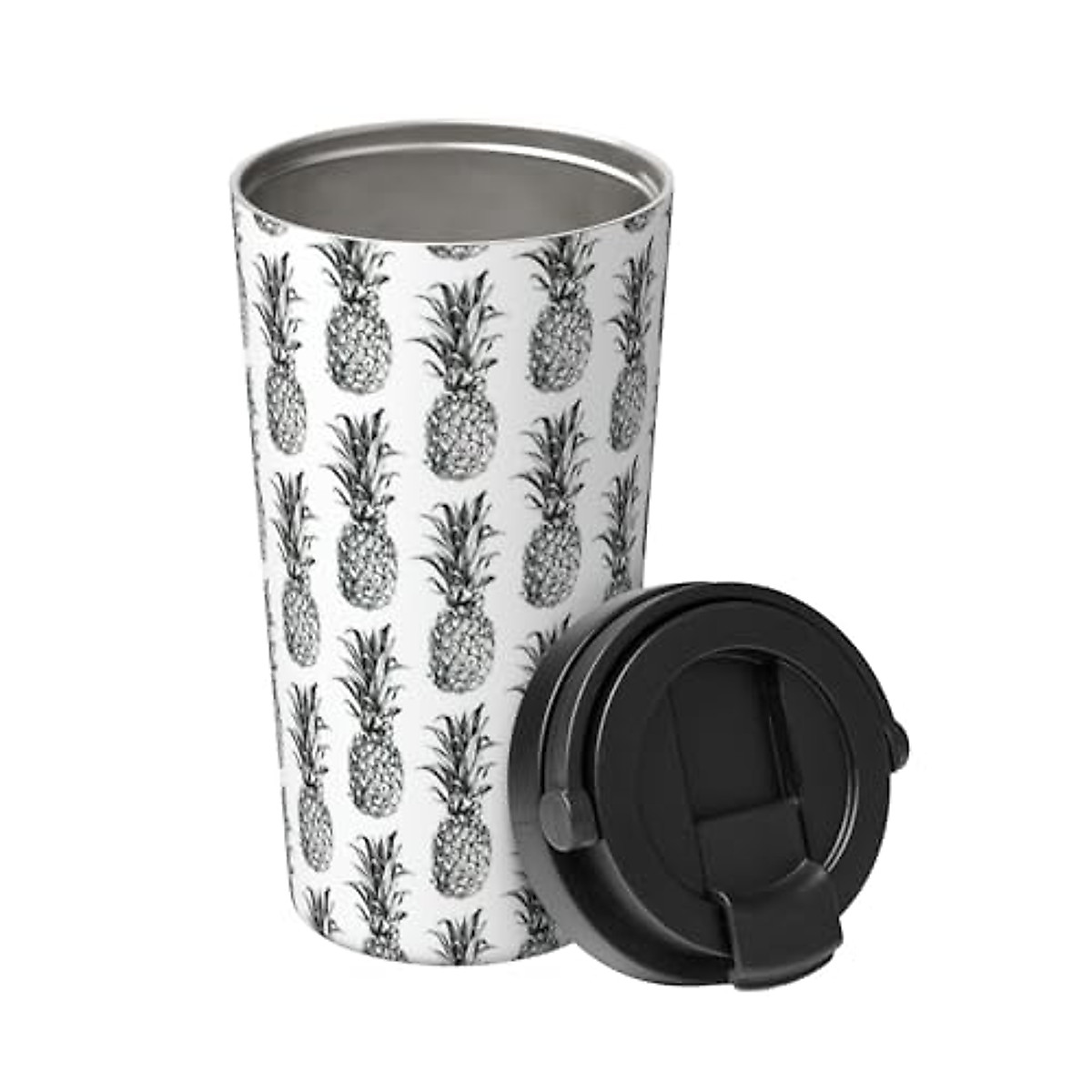 WANGXUEE Tropical Theme Pineapple Fruit Pattern Print 500ml Stainless Steel Travel Tumbler Double Wall Vacuum Insulated Coffee Mug