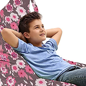 Ambesonne Flower Lounger Chair Bag, Vintage Pink Tones Floral Pattern English Garden Beauty Design, High Capacity Storage with Handle Container, Lounger Size, Multicolor